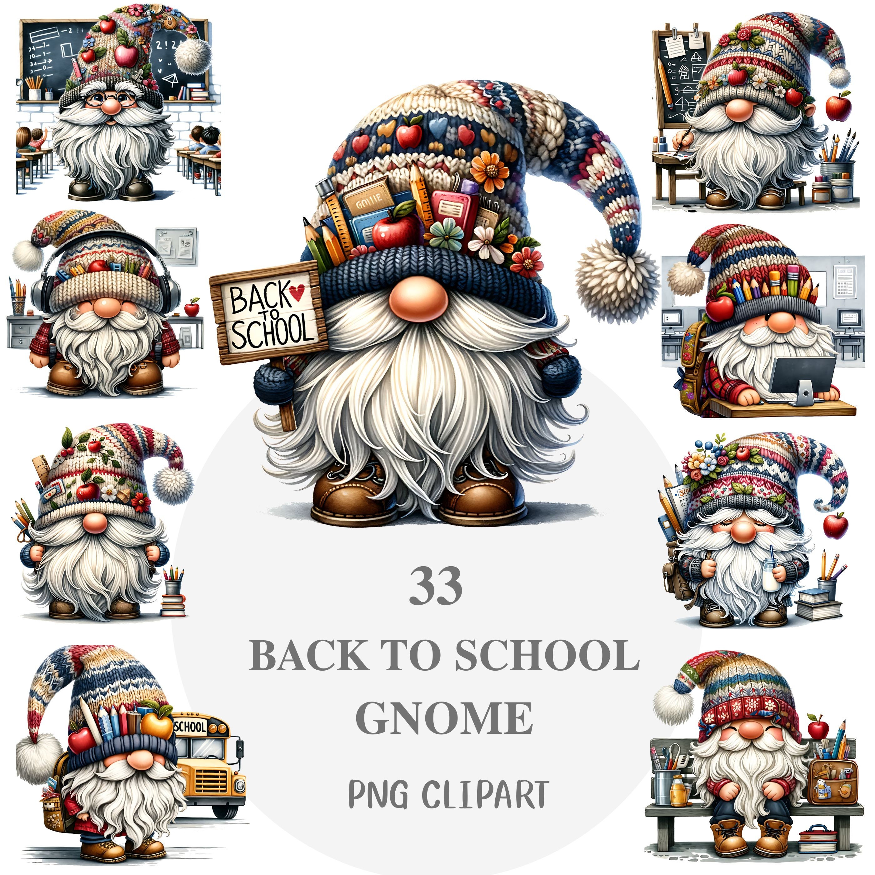 Back to School Gnome 33 Pngs, School Gnomes Clipart, Teacher Gnome Back ...