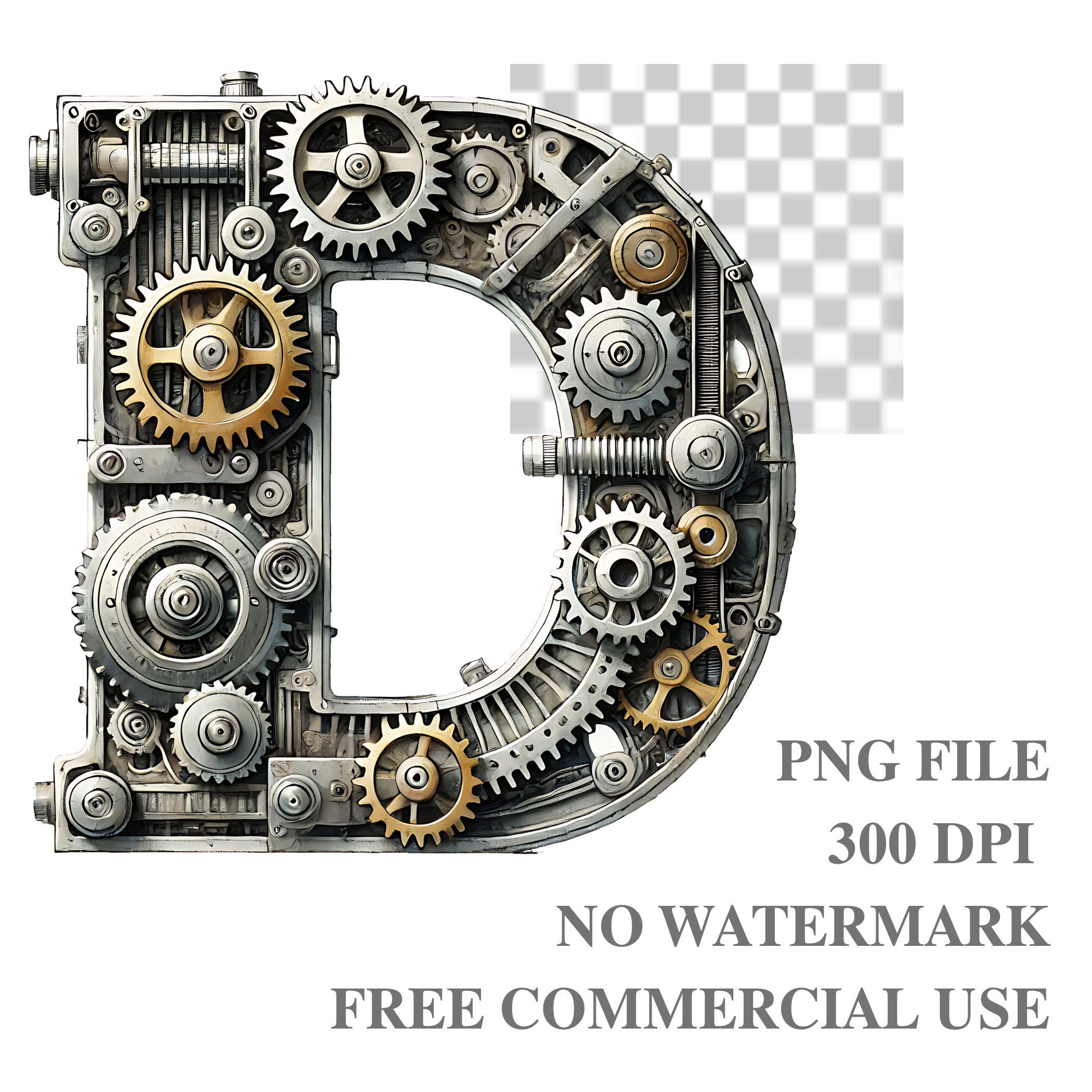 Mechanical Gears Alphabet, Steampunk Alphabet, Cogs Monogram Digital ...