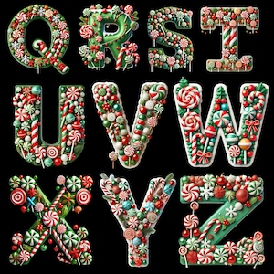 Lollipop Alphabet, Candy Cane Letters, Christmas Candy, Festive Candy ...