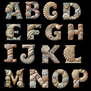 Seashell Alphabet, Coastal Beach Decor, ABC Seashell, ABC Beach ...