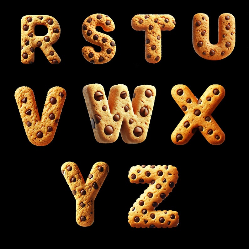 Cookie Alphabet Clipart, Baked Letters PNG, Cookie Clipart, Sweet ...