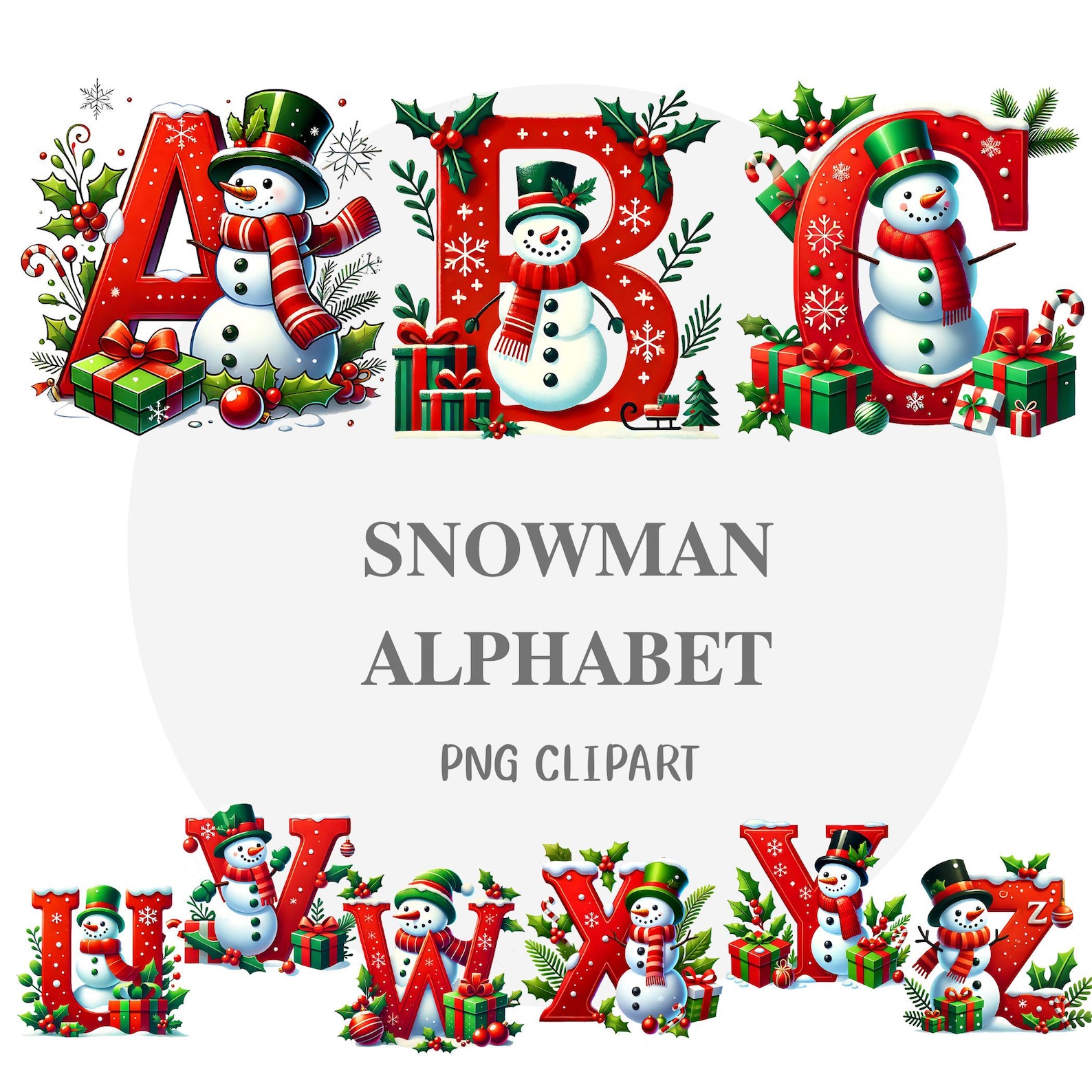 Snowman Alphabet, Christmas Alphabet, Snowman Letters, Holiday Decor ...