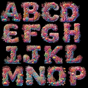 Coral Reef Alphabet, Coral Alphabet, Marine Alphabet, Ocean Letters ...