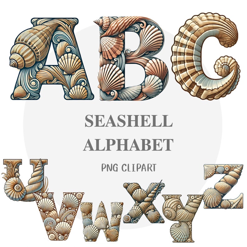 Seashell Alphabet, Coastal Beach Decor, ABC Seashell, ABC Beach ...