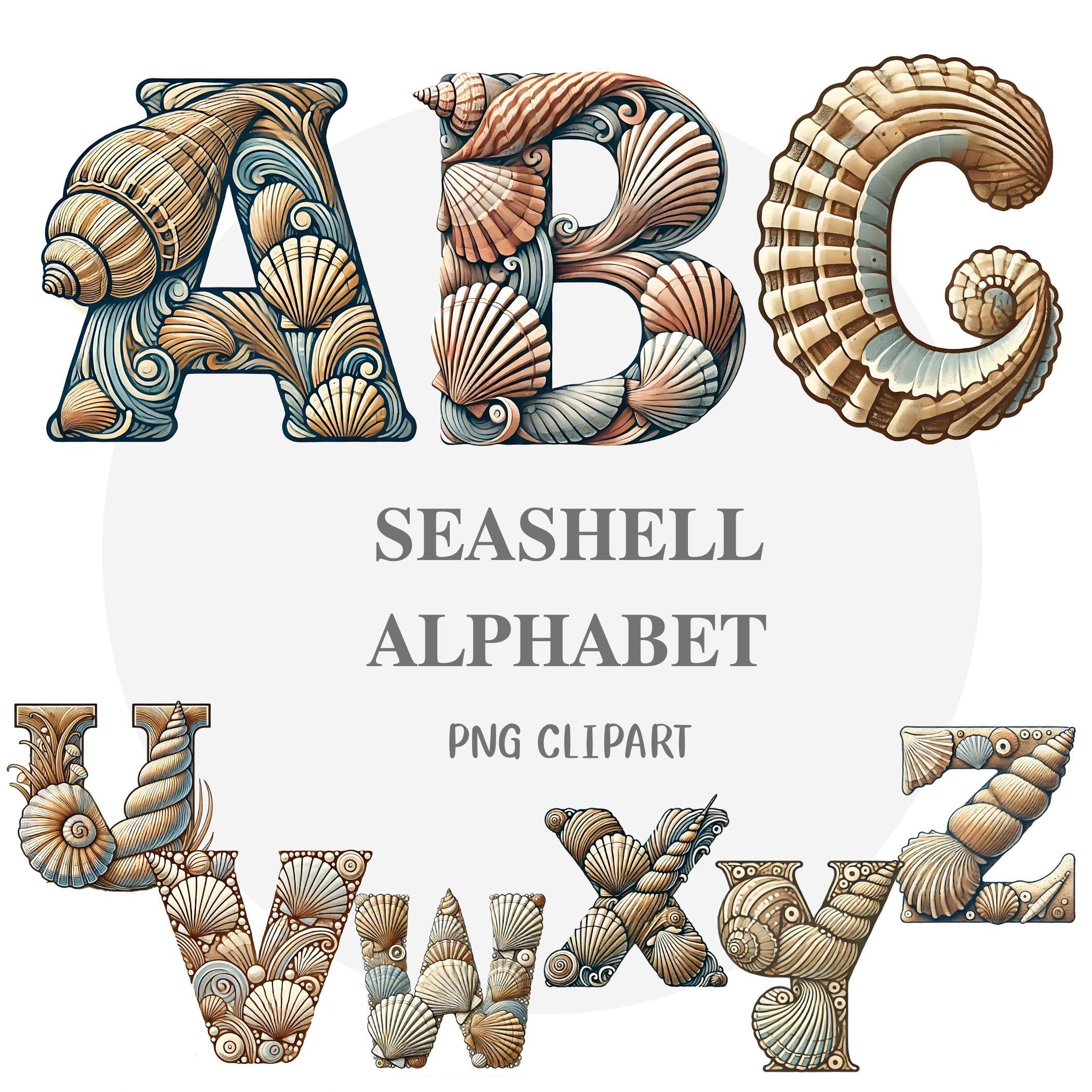 Seashell Alphabet, Coastal Letters PNG (digital Download) - Etsy