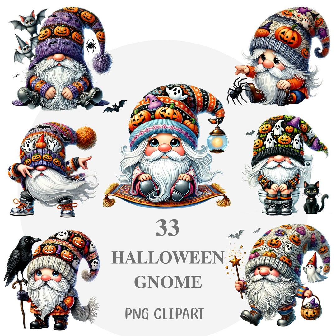 33 Halloween Gnomes Clipart, Halloween Bundl, Spooki Halloween Png ...