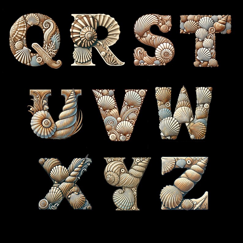 Seashell Alphabet, Coastal Beach Decor, ABC Seashell, ABC Beach ...