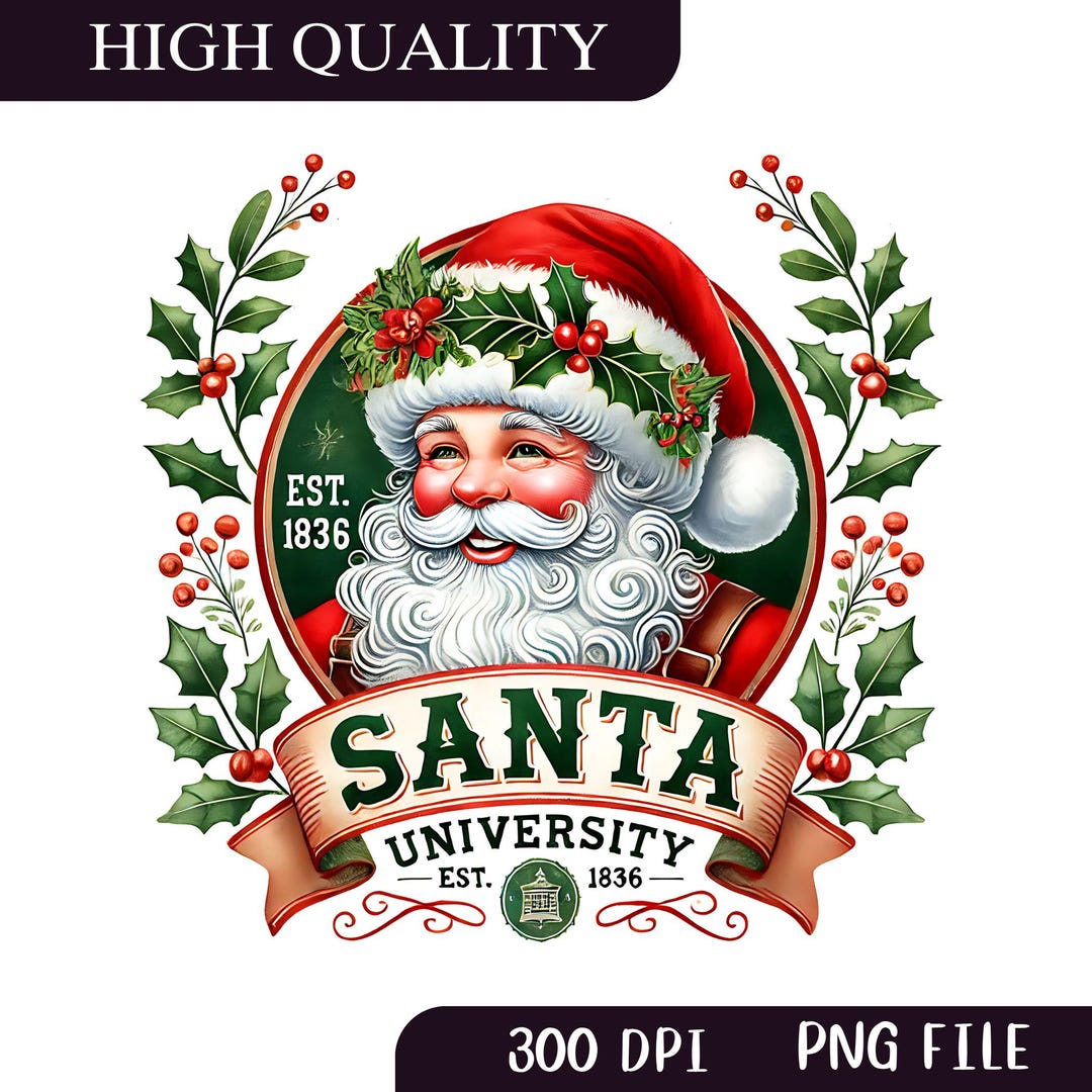Santa University Png, Santa Claus Printable, Santa Invite, Vintage ...