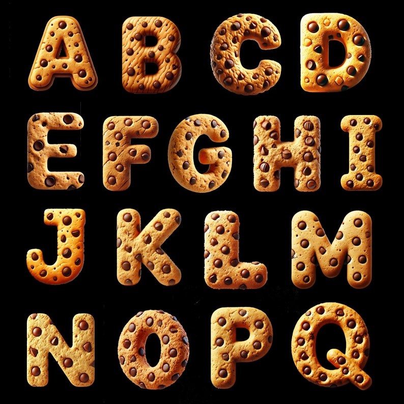 Cookie Alphabet Clipart, Baked Letters PNG, Cookie Clipart, Sweet ...