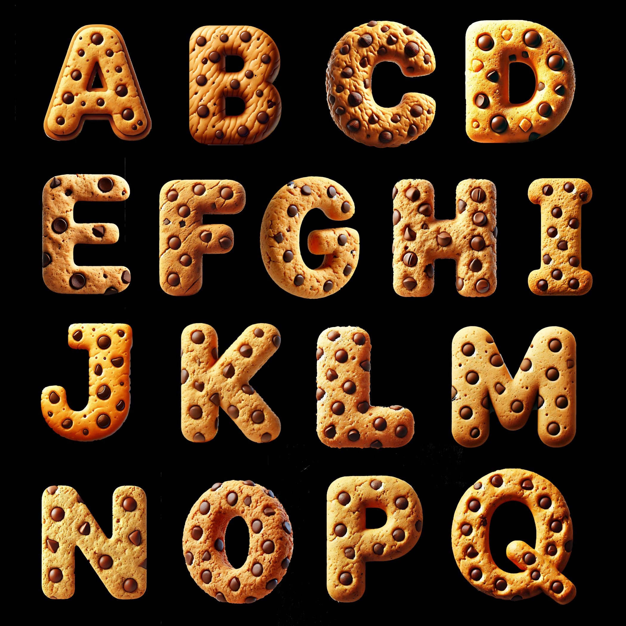 Cookie Alphabet Clipart, Baked Letters PNG, Cookie Clipart, Sweet ...