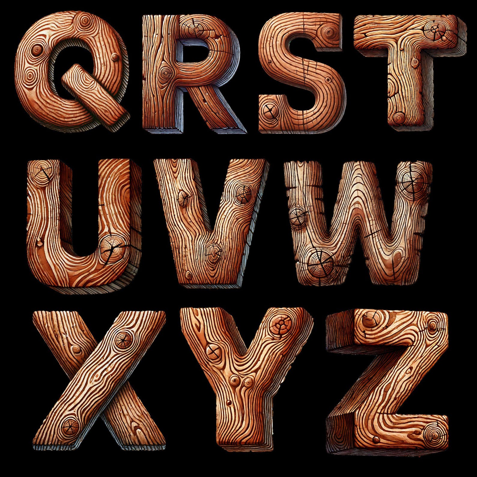 Rustic Wooden Alphabet, Wood Texture Alphabet, Rustic Letter Clipart ...