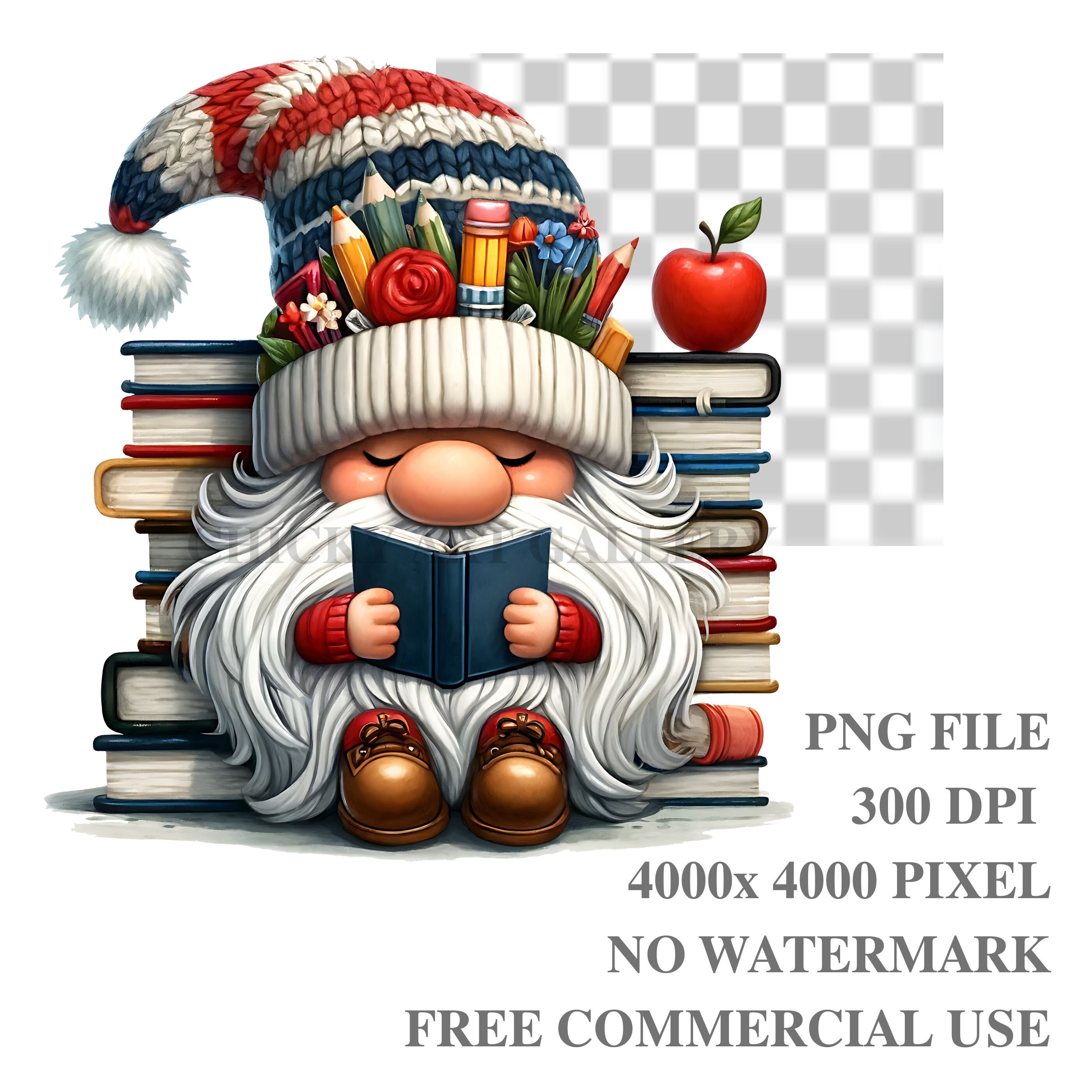 Back to School Gnome 33 Pngs, School Gnomes Clipart, Teacher Gnome Back ...