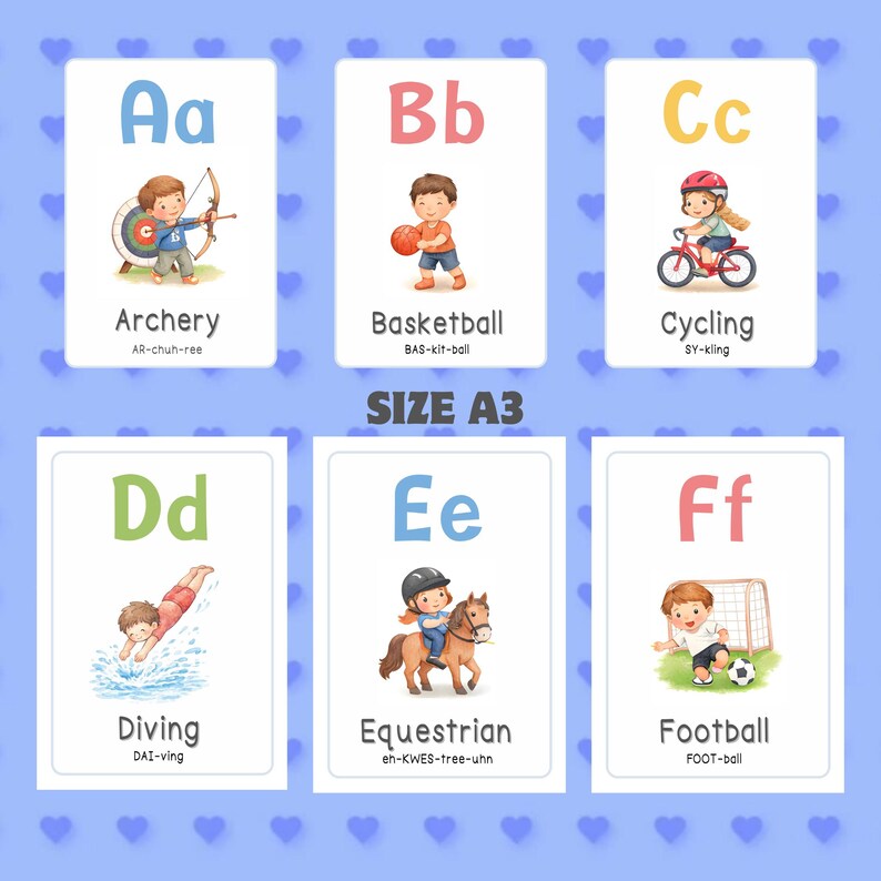 Sports Alphabet Flashcards A–Z Printable | Phonics Learning Cards ...