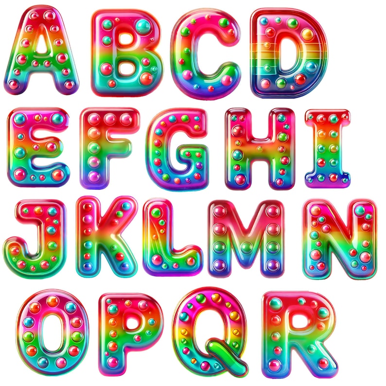Jelly Alphabet, Rainbow Alphabet, Kids Room Decor, Nursery Wall Art ...