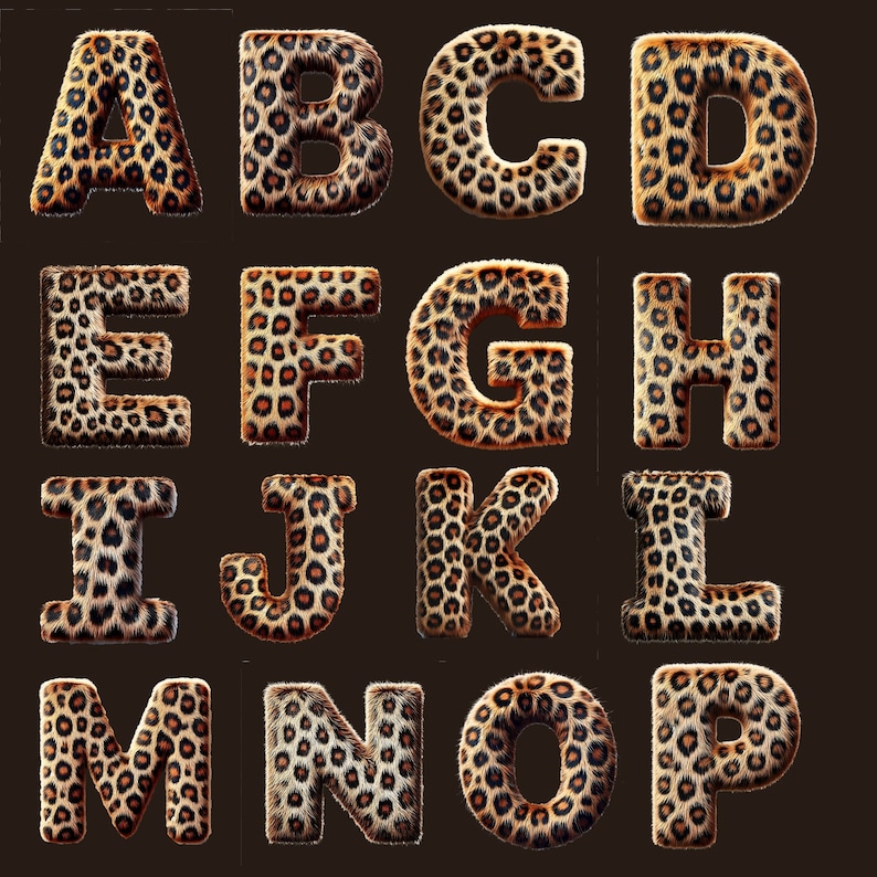 Leopard Alphabet, Leopard Print Alphabet, Animal Print Letters, Exotic ...