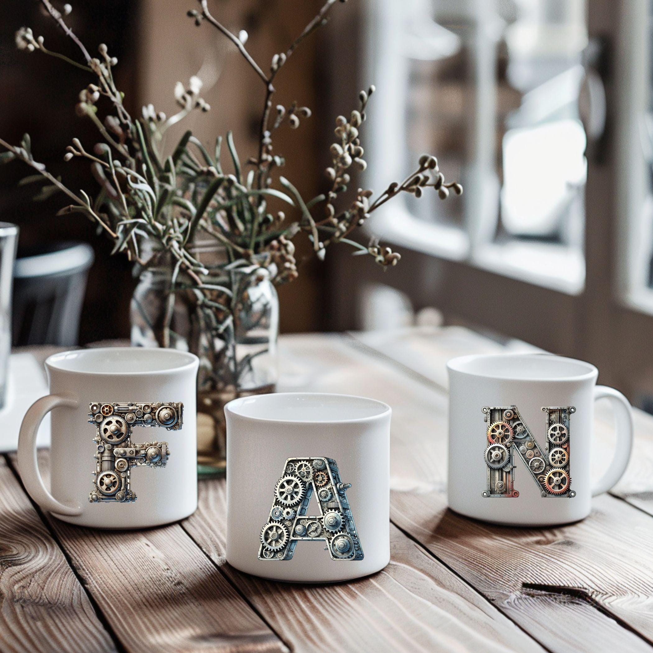 Mechanical Gears Alphabet, Steampunk Alphabet, Cogs Monogram Digital ...