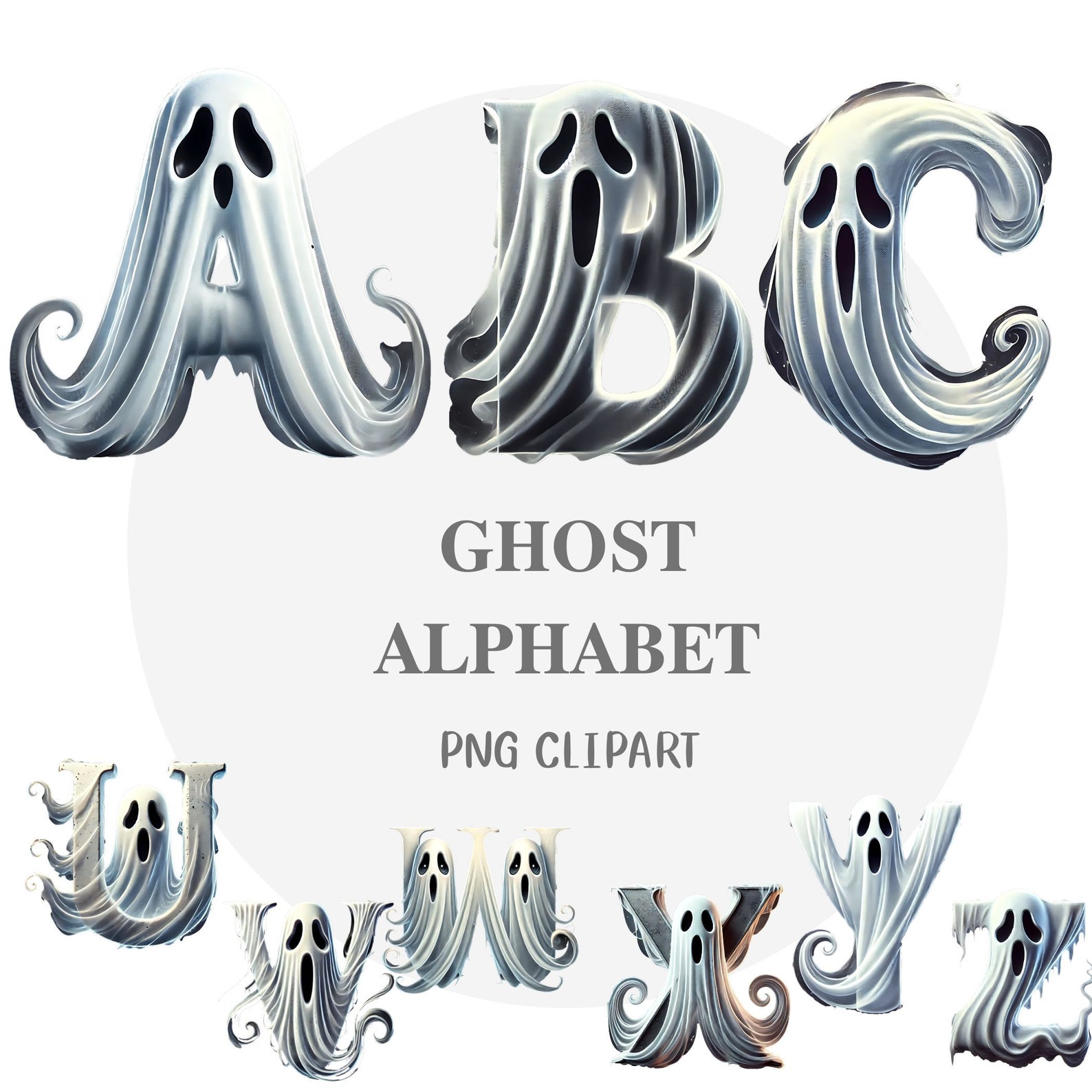 Ghost Alphabet, Spooky Letters, Abc Ghost, Abc Spooky, Halloweenghoste ...