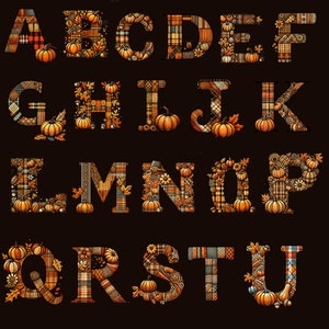 Autumn Alphabet Clipart, Autumn Alphabet, Pumpkin Letter Clipart, Fall ...