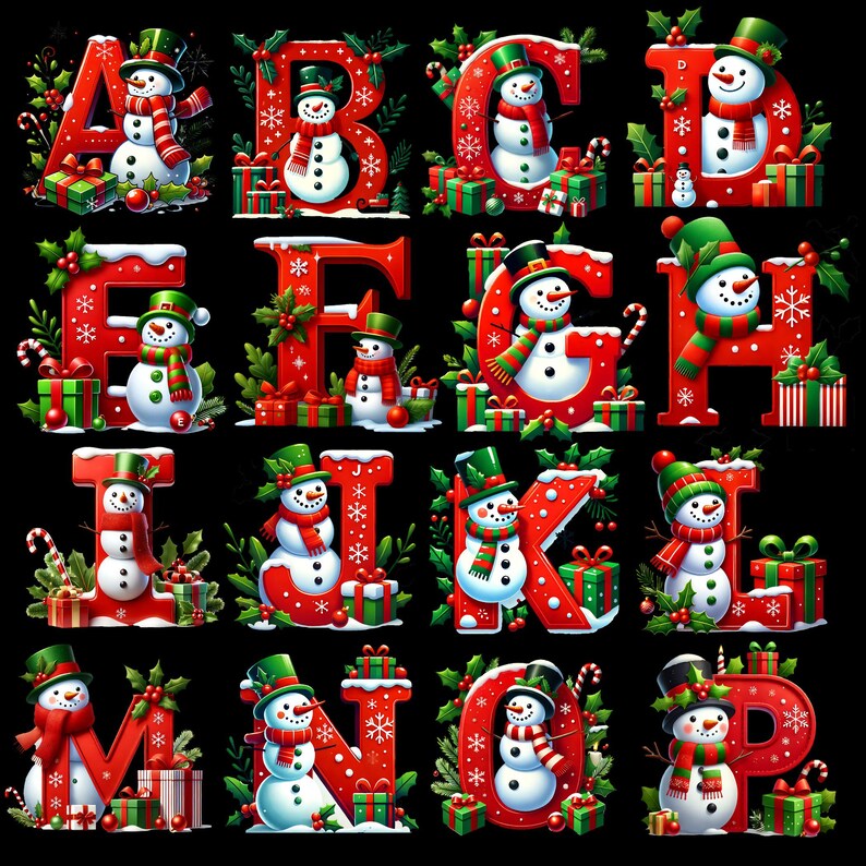 Snowman Alphabet, Christmas Alphabet, Snowman Letters, Holiday Decor ...