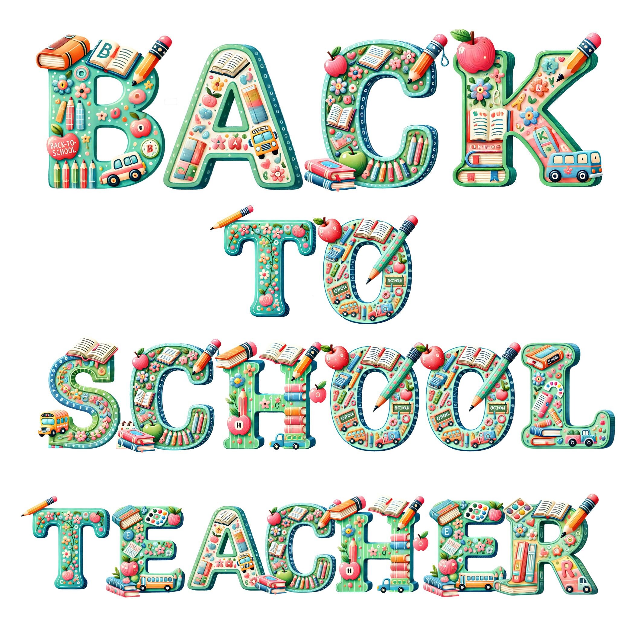 Back to School Alphabet Set, Alphabet Clipart, Teacher Clipart ...