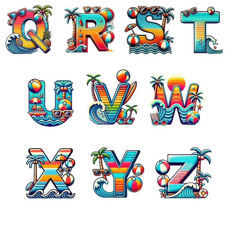 Summer Beach Alphabet PNG Clipart (digital Download) - Etsy