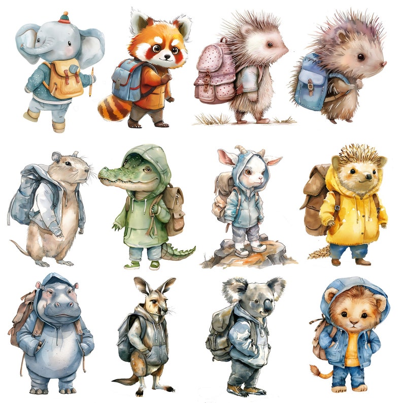 Wild Animal Backpack, Back to School, Hiking, School Animals Clipart ...