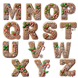 Festive Gingerbread Letter, Gingerbread Alphabet, Christmas Clipart ...