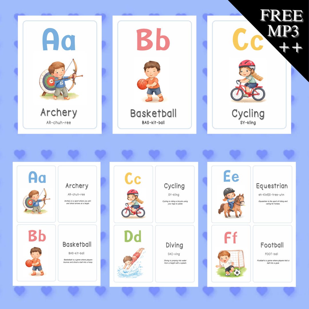 Sports Alphabet Flashcards A–Z Printable | Phonics Learning Cards ...