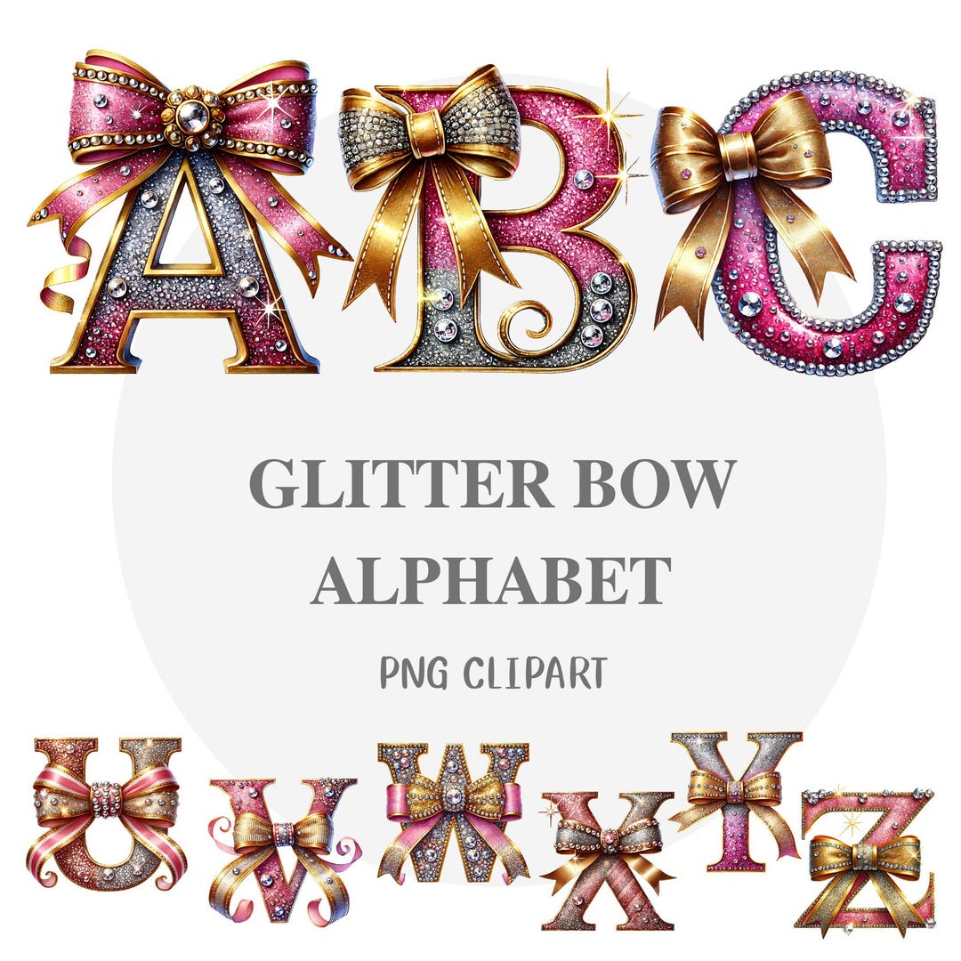 Glitter Bow Alphabet, Glamorous Letter, Elegant Monogram, Luxury Letter ...