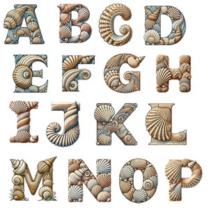 Seashell Alphabet, Coastal Beach Decor, ABC Seashell, ABC Beach ...