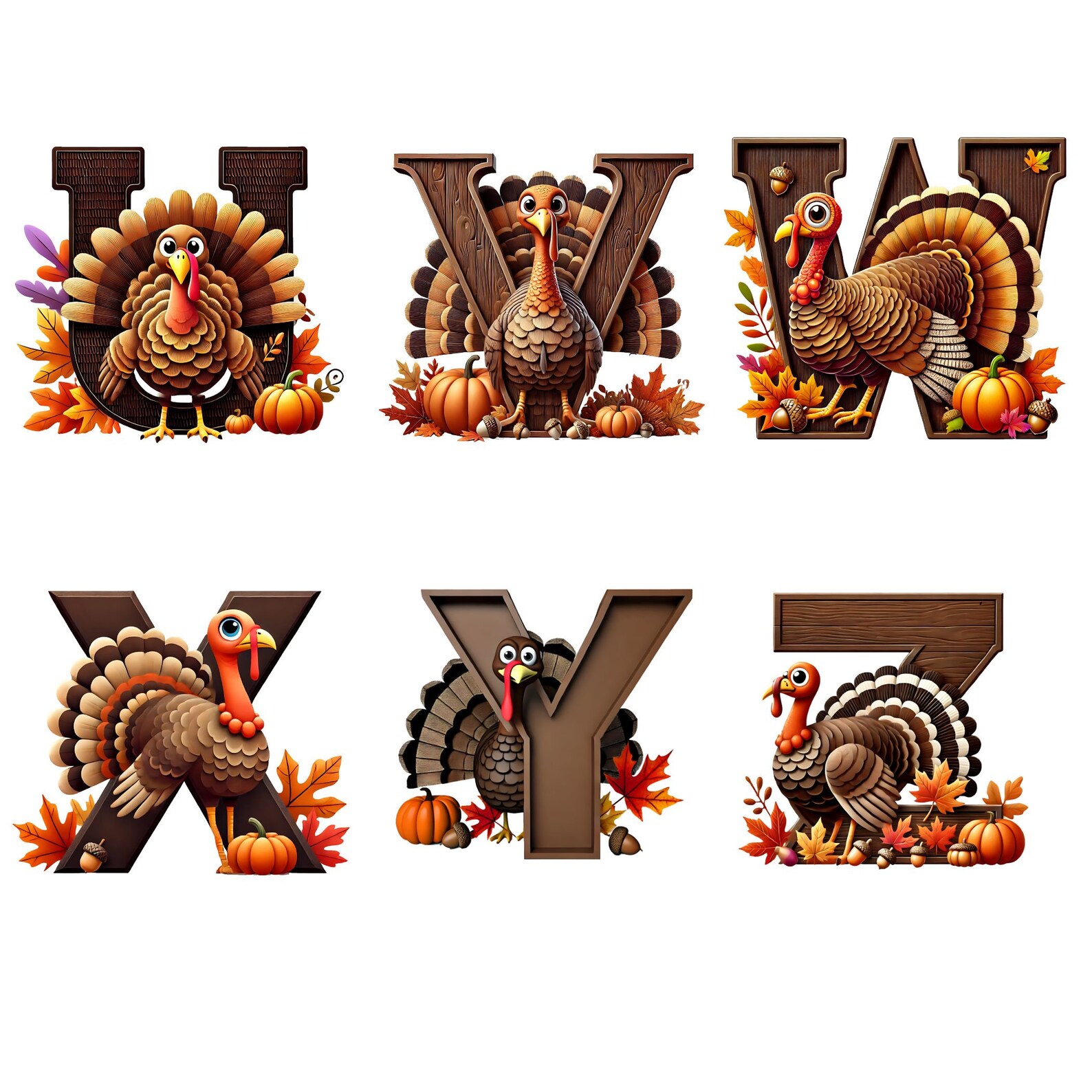 Turkey Thanksgiving Alphabet Clipart, Thanksgiving Alphabet, Turkey ...