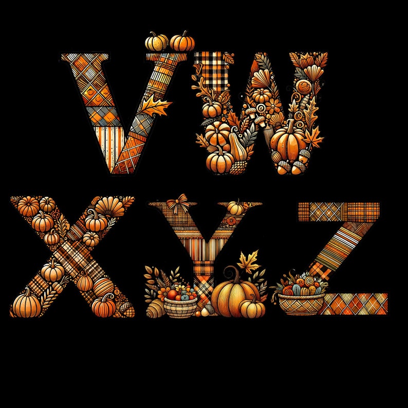 Autumn Alphabet Clipart, Autumn Alphabet, Pumpkin Letter Clipart, Fall ...