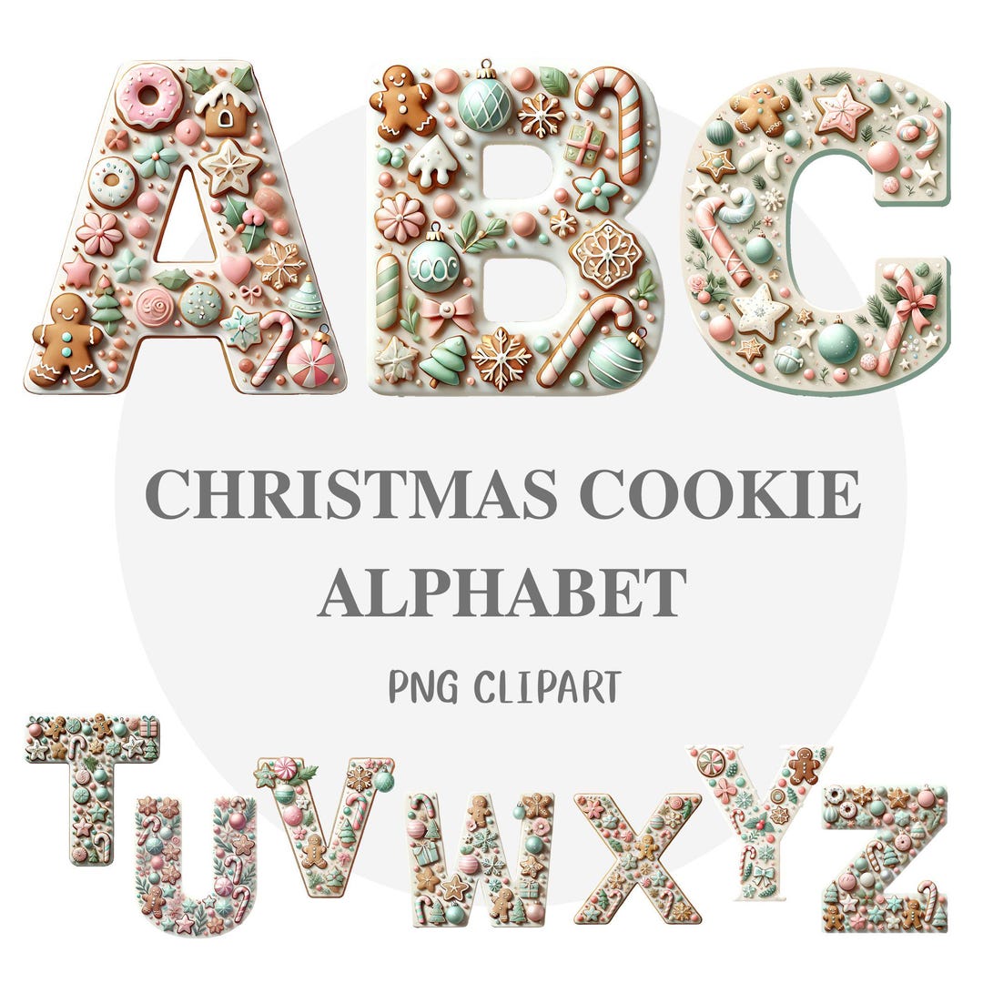 Christmas Cookie Alphabet, Abc Christmas, Xmas Ornamental, Merry ...