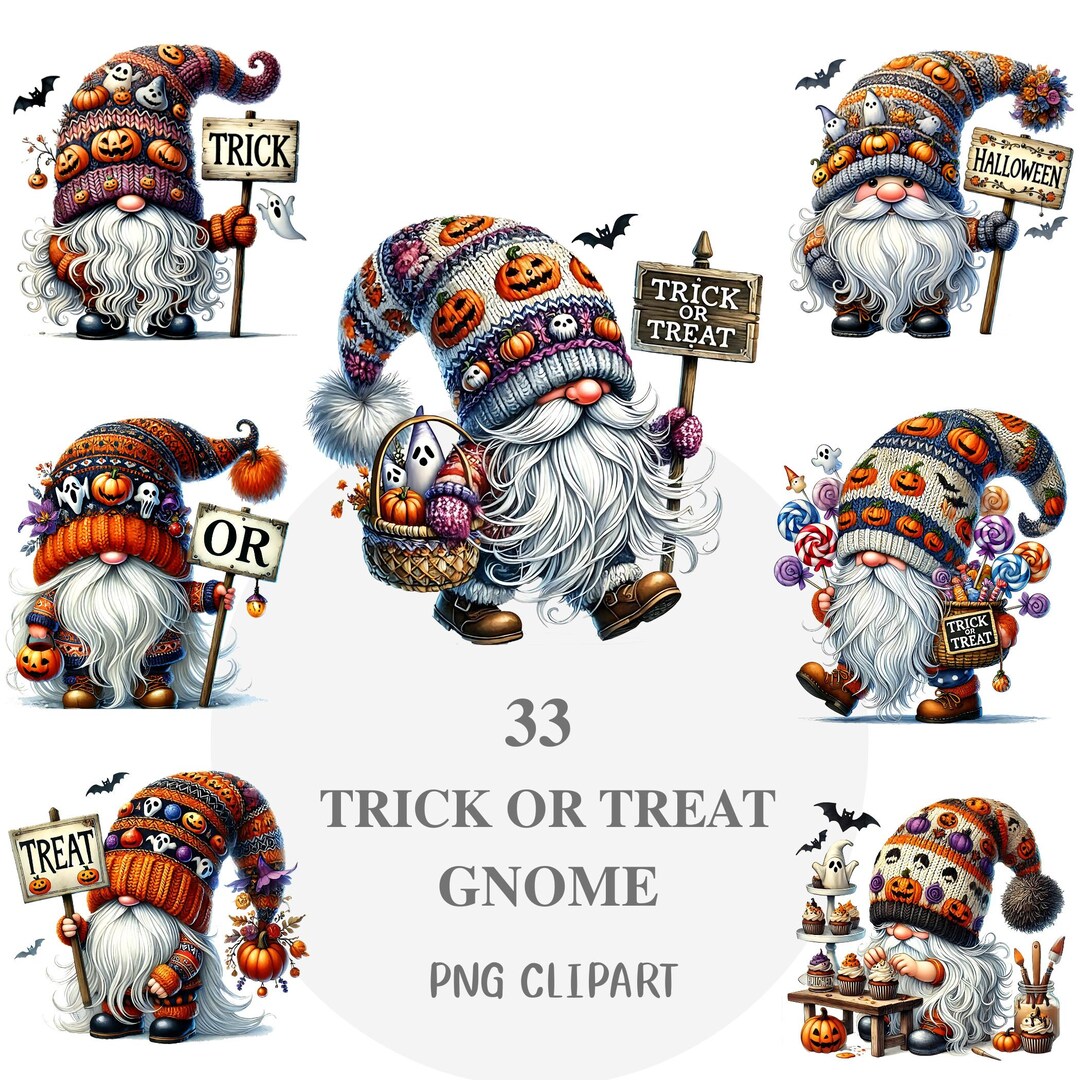 33 Halloween Gnome Clipart, Trick or Treat Gnome PNG, Halloween Bundl ...