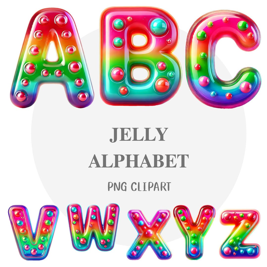 Jelly Alphabet, Rainbow Alphabet, Kids Room Decor, Nursery Wall Art ...