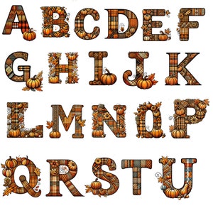 Autumn Alphabet Clipart, Autumn Alphabet, Pumpkin Letter Clipart, Fall ...