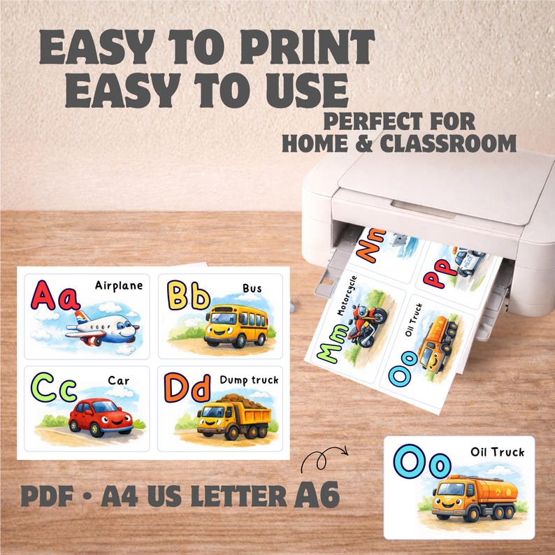 Vehicles Alphabet Flashcards A-Z – Preschool Learning, FREE MP3 Song ...