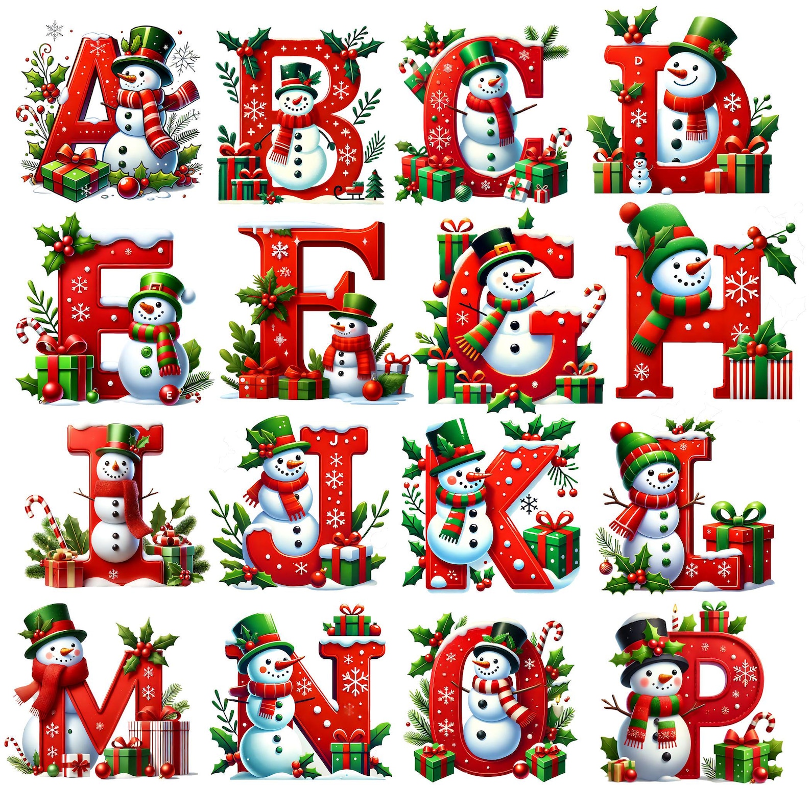 Snowman Alphabet, Christmas Alphabet, Snowman Letters, Holiday Decor ...