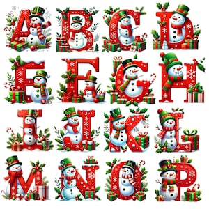 Snowman Alphabet, Christmas Alphabet, Snowman Letters, Holiday Decor ...