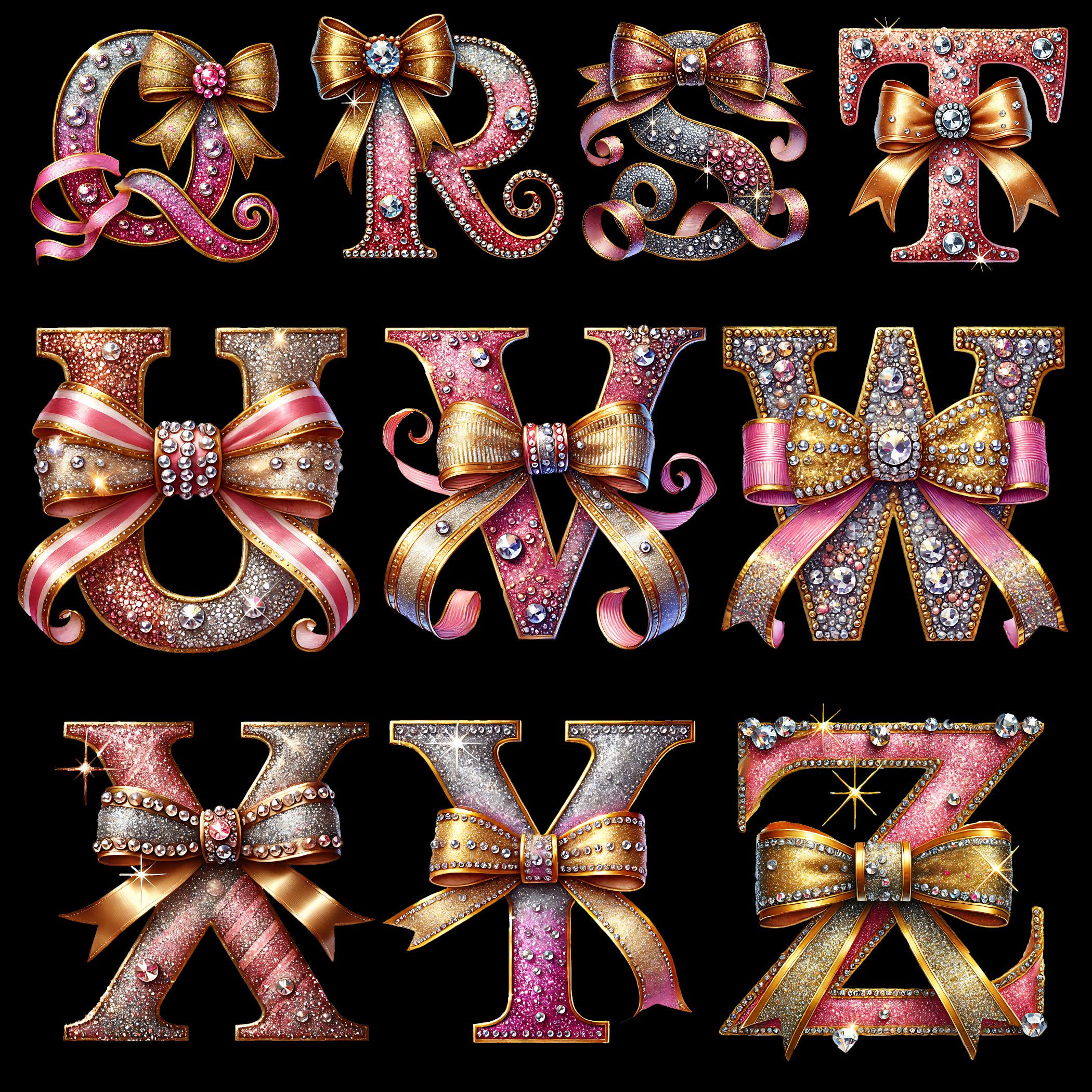 Glitter Bow Alphabet, Glamorous Letter, Elegant Monogram, Luxury Letter ...