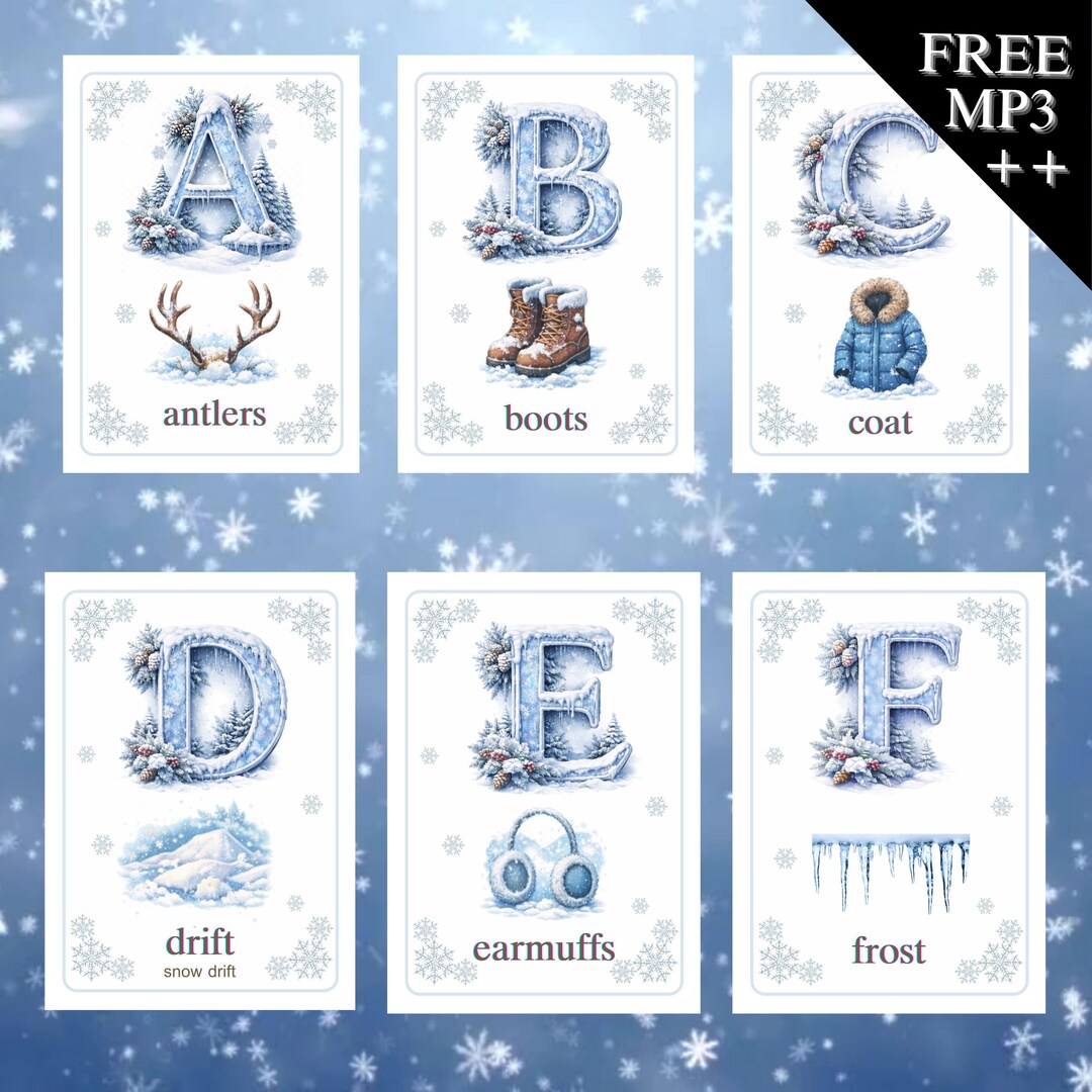 Winter Alphabet Flash Cards A–Z | Cozy Winter Vocabulary | Printable ...