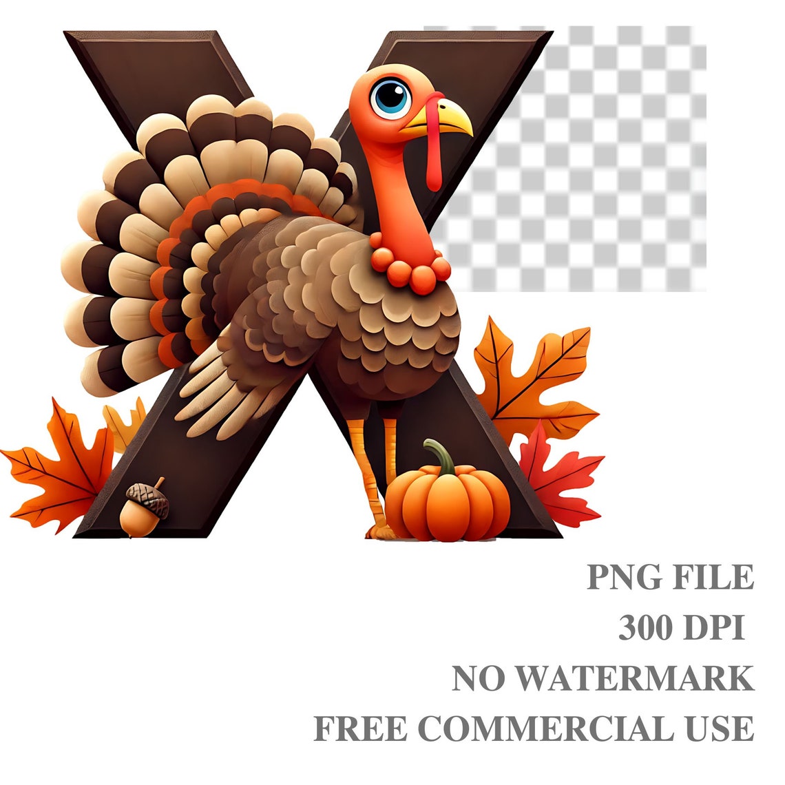 Thanksgiving Turkey Alphabet Clipart, Fall ABC Decor (PNG) - Etsy