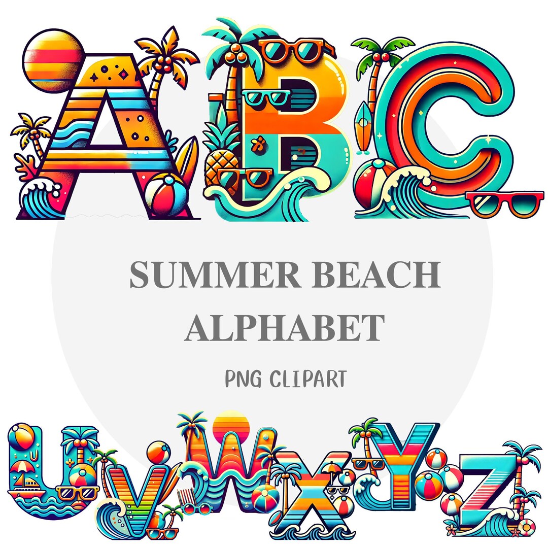 Summer Beach Alphabet PNG Clipart (digital Download) - Etsy