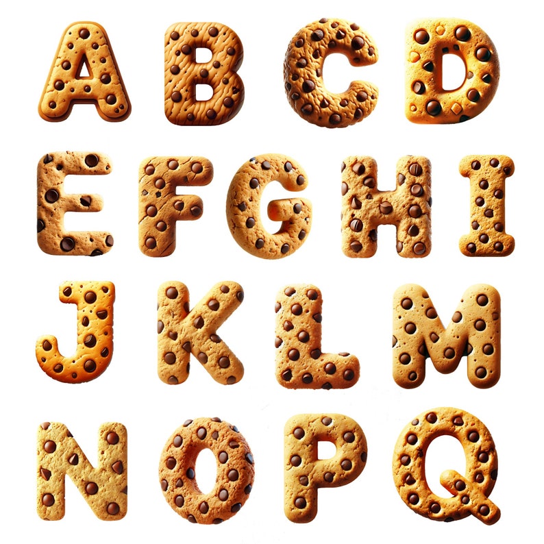 Cookie Alphabet Clipart, Baked Letters PNG, Cookie Clipart, Sweet ...