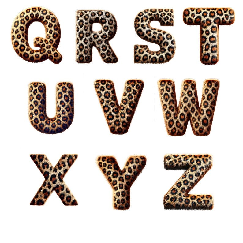 Leopard Alphabet, Leopard Print Alphabet, Animal Print Letters, Exotic ...