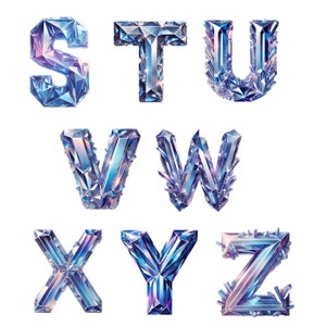 Crystal Alphabet, Gemstone Letters, Ice Diamond Font, Sparkling ...