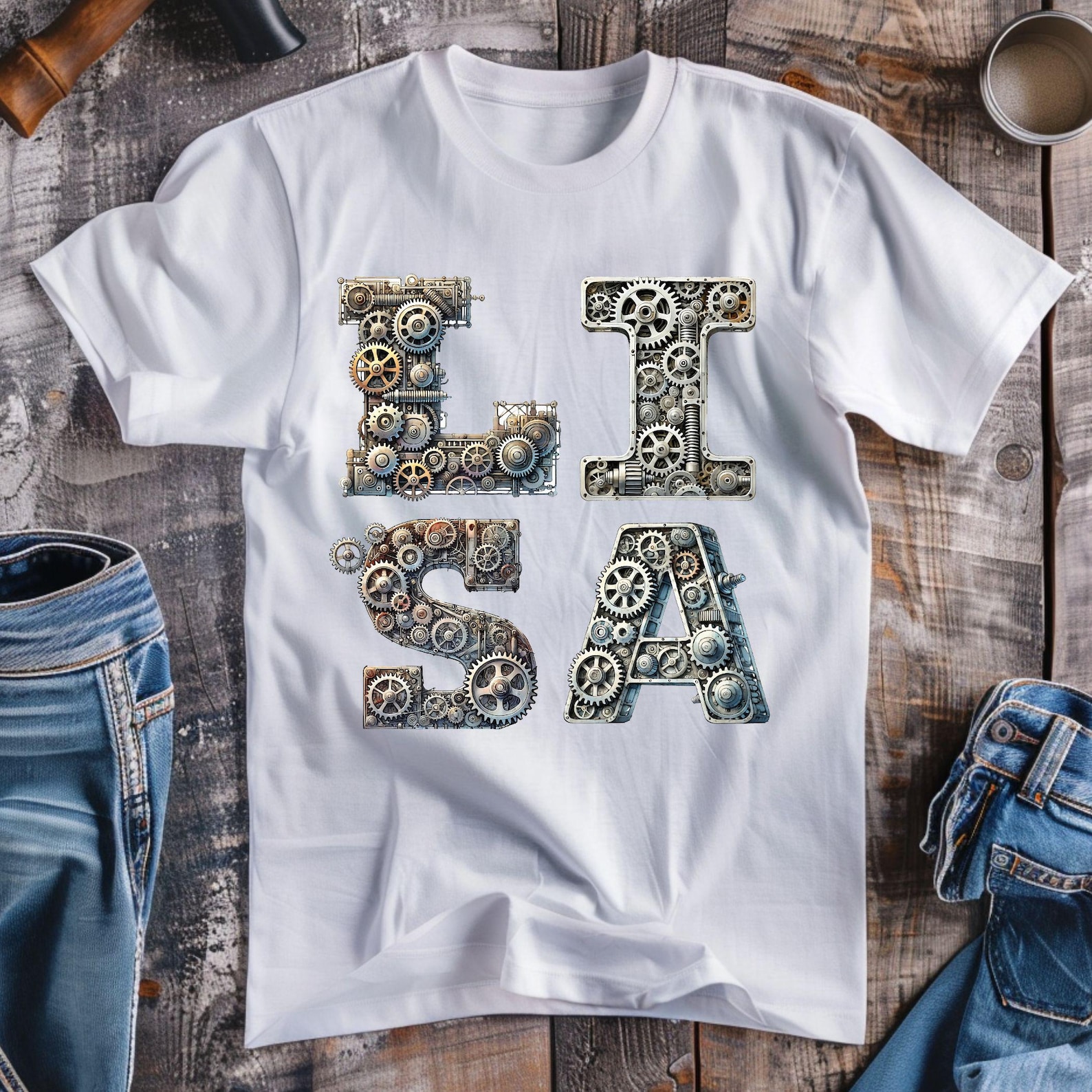 Mechanical Gears Alphabet, Steampunk Alphabet, Cogs Monogram Digital ...