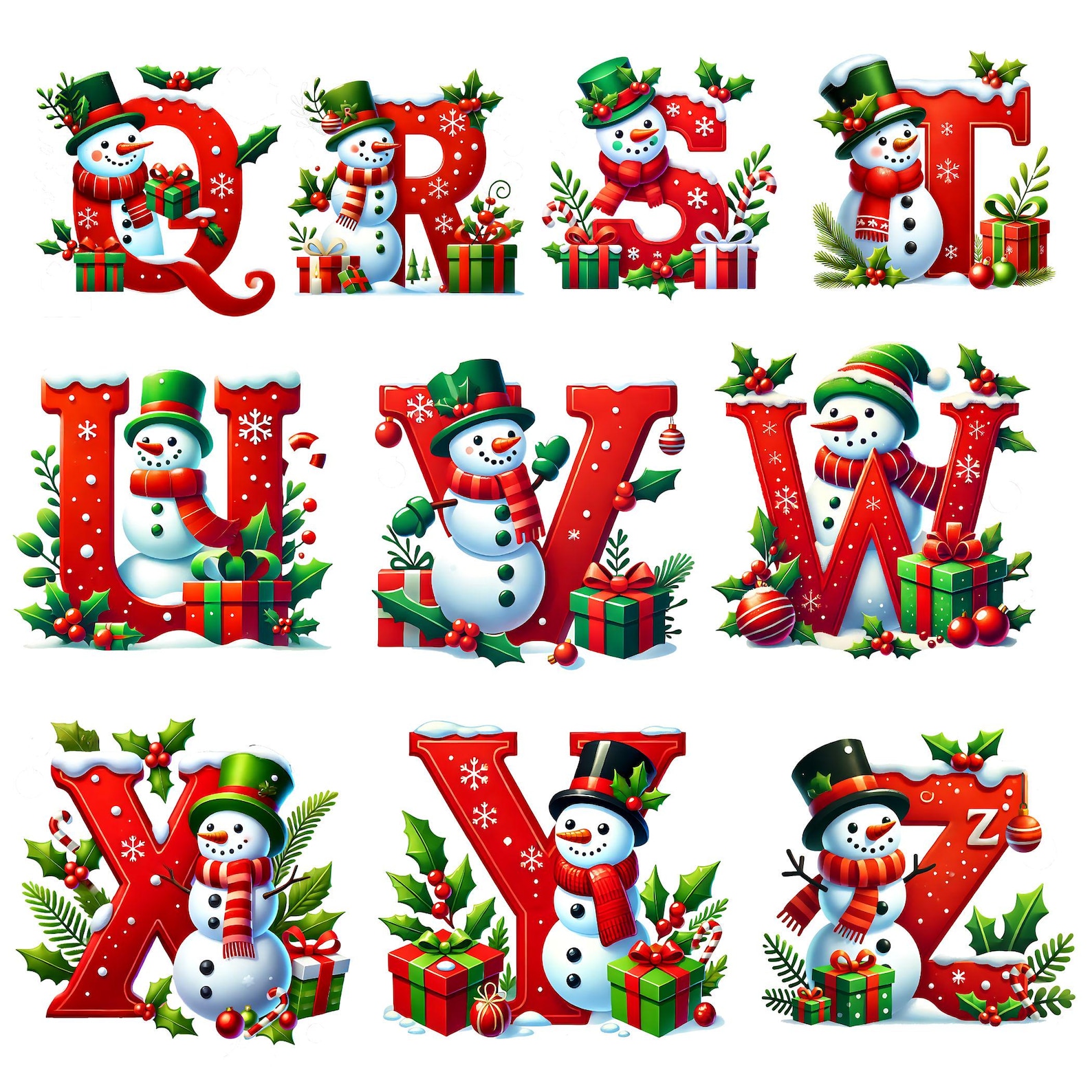 Snowman Alphabet, Christmas Alphabet, Snowman Letters, Holiday Decor ...