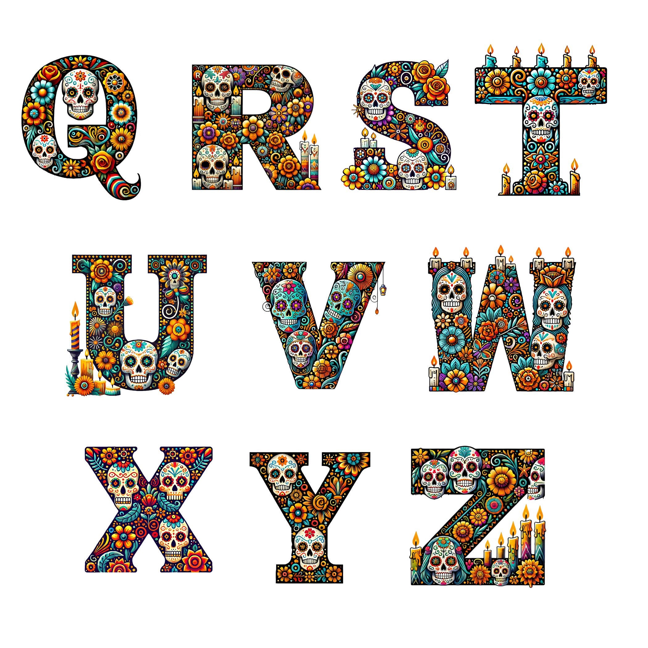 Day of the Dead Alphabet, Dia De Losmuertos, Dia Delos Muertos, Sugar ...
