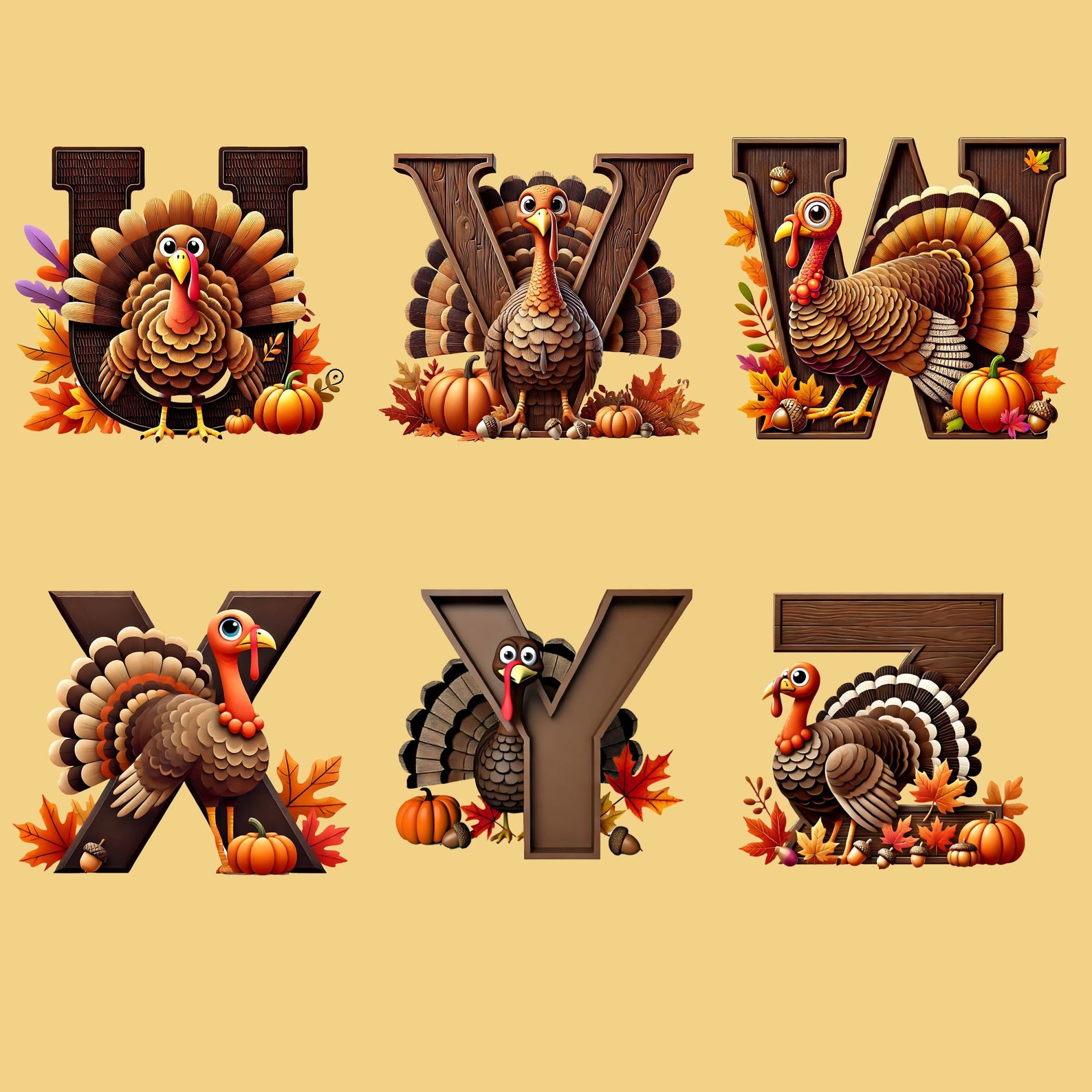 Turkey Thanksgiving Alphabet Clipart, Thanksgiving Alphabet, Turkey ...